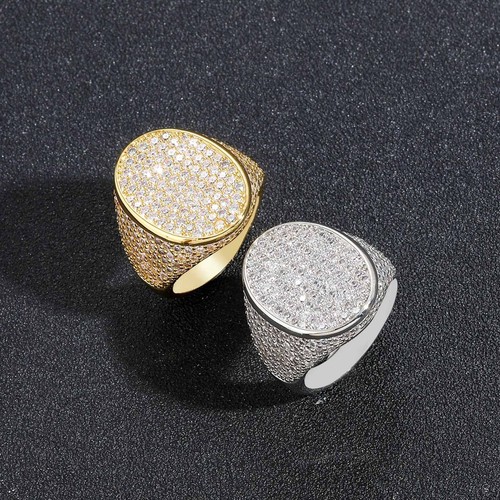 18K Real Gold Plated Mens Rap Jewelry Hip Hop Casting Egg Shape Ring 5A ...