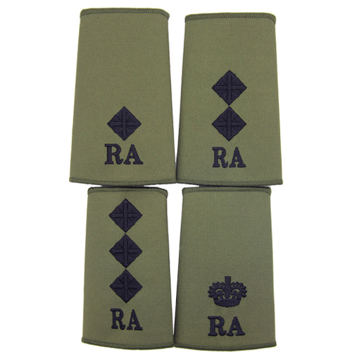 ROYAL ARTILLERY RA OFFICERS BRITISH ARMY OLIVE & BLACK PCS RANK SLIDES ...