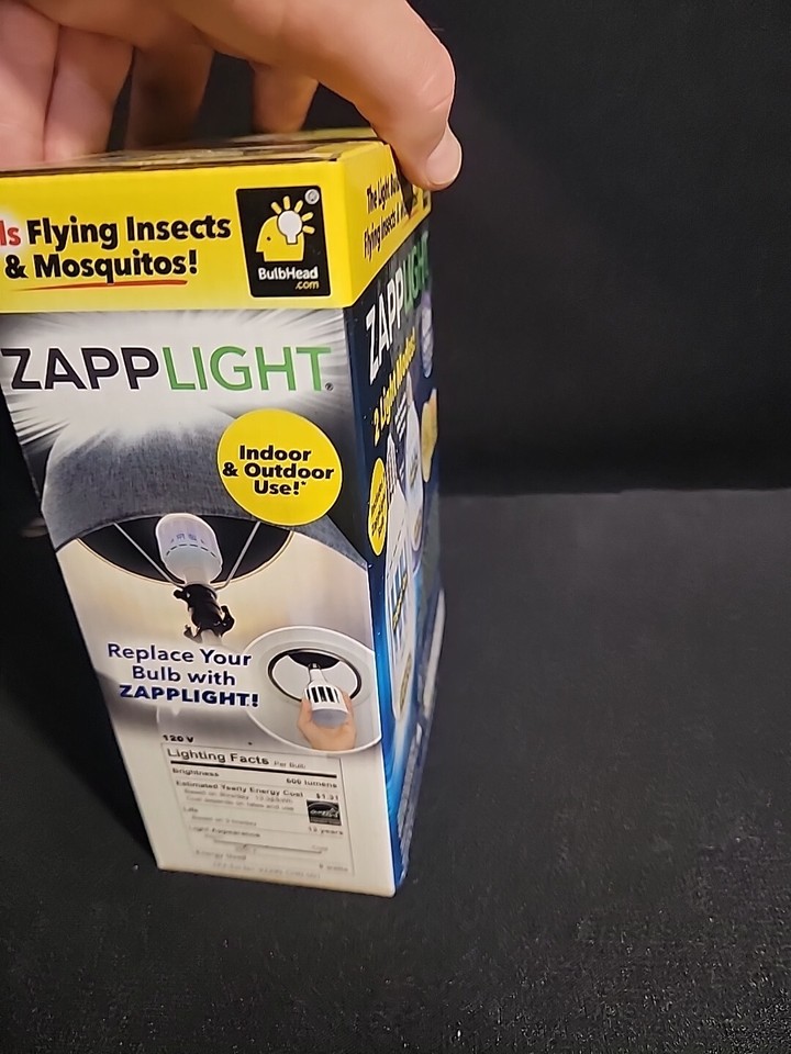 ZappLight 60W LED Bug Zapper Kills Insects Indoor/Outdoor Bulbhead As ...