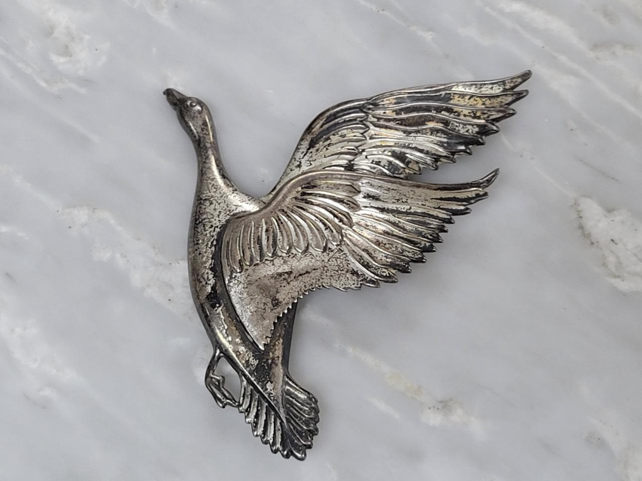 Vintage CORO Norseland Sterling Silver Flying Goose Brooch ~ 38.7 g ~ 6 ...