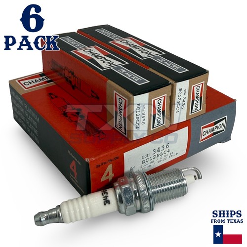 Champion 3436 Platinum Spark Plugs RC12LC4 - 6 Pack | eBay