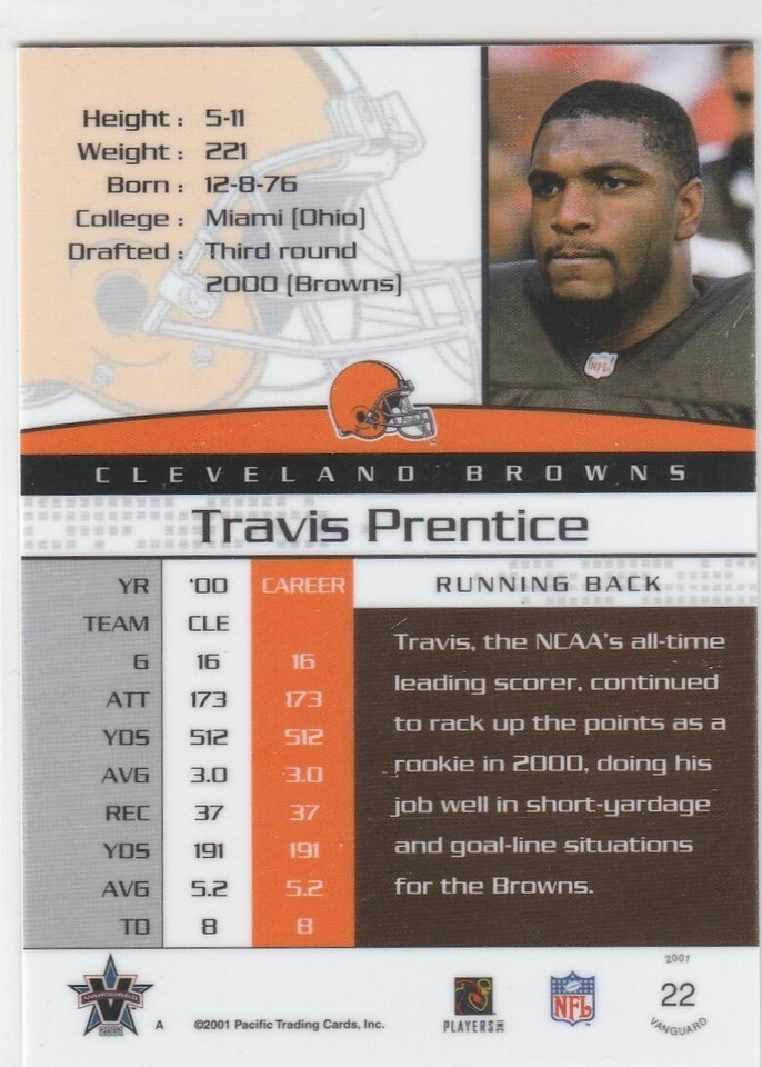 2001 Pacific Vanguard Premiere Date #22 Travis Prentice #/115 044-Q | eBay