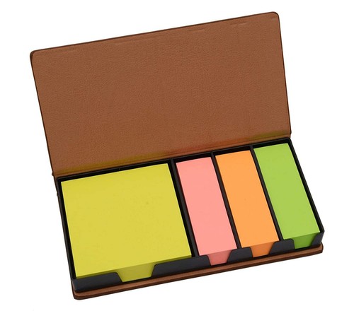 Multicolour Sticky Notes Set Pad In Wooden Finish Cardboard Case Total ...