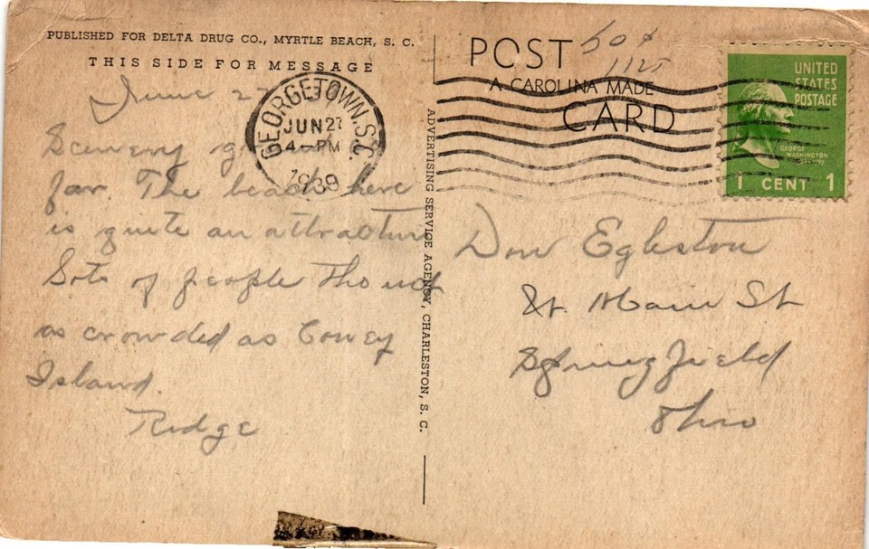 Vintage Postcard- SPIVEY'S SWASH, MYRTLE BEACH, S.C. | eBay