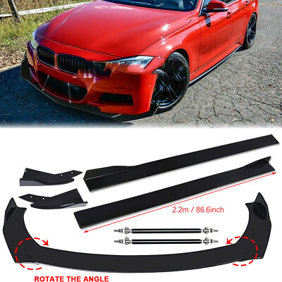 Front Bumper LipS Chin Spoiler Splitter Body Kit+Side Skirt For 325i ...