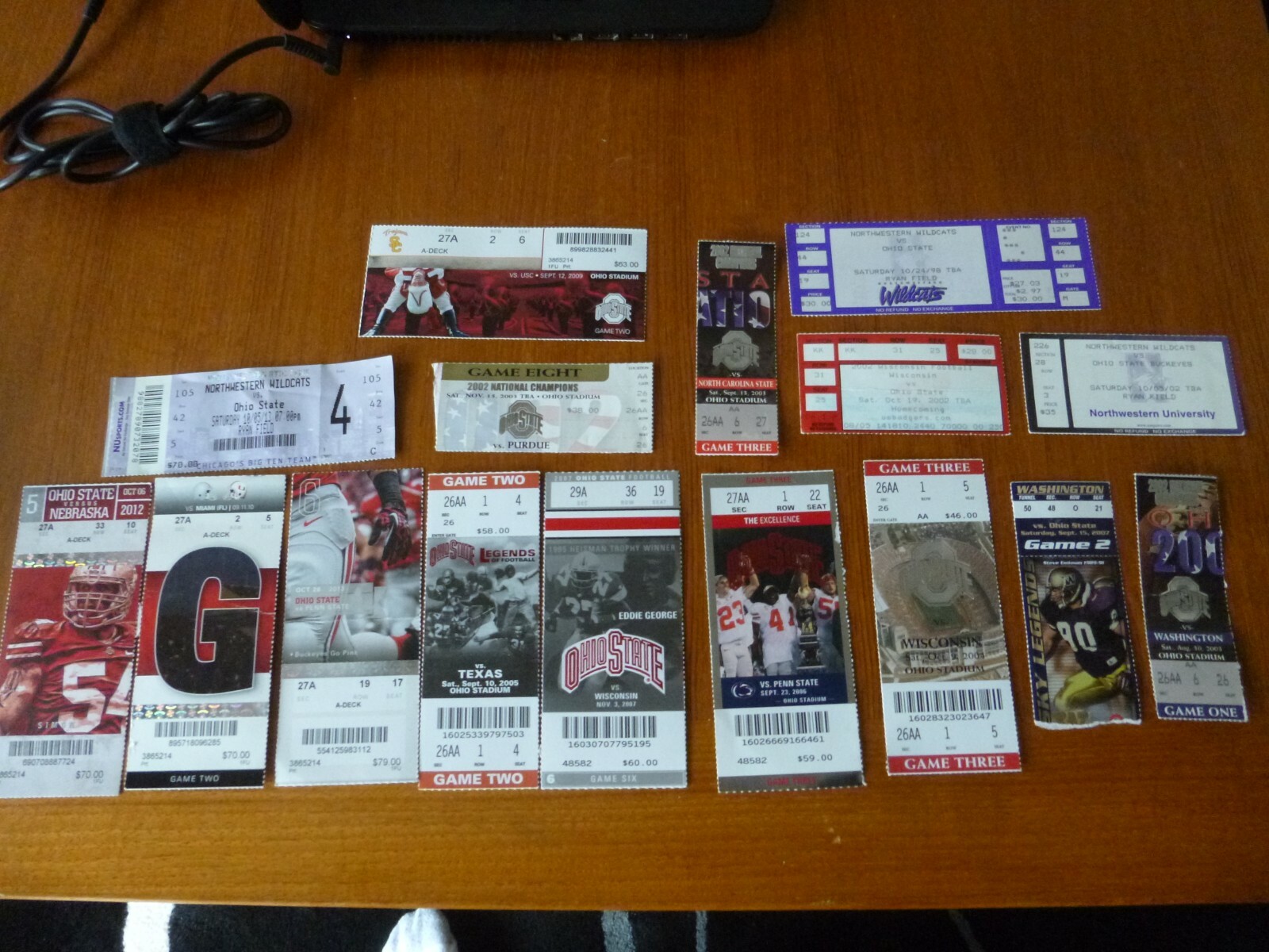 Ohio State Football ticket stubs (16 of them) - incl Texas, USC ...