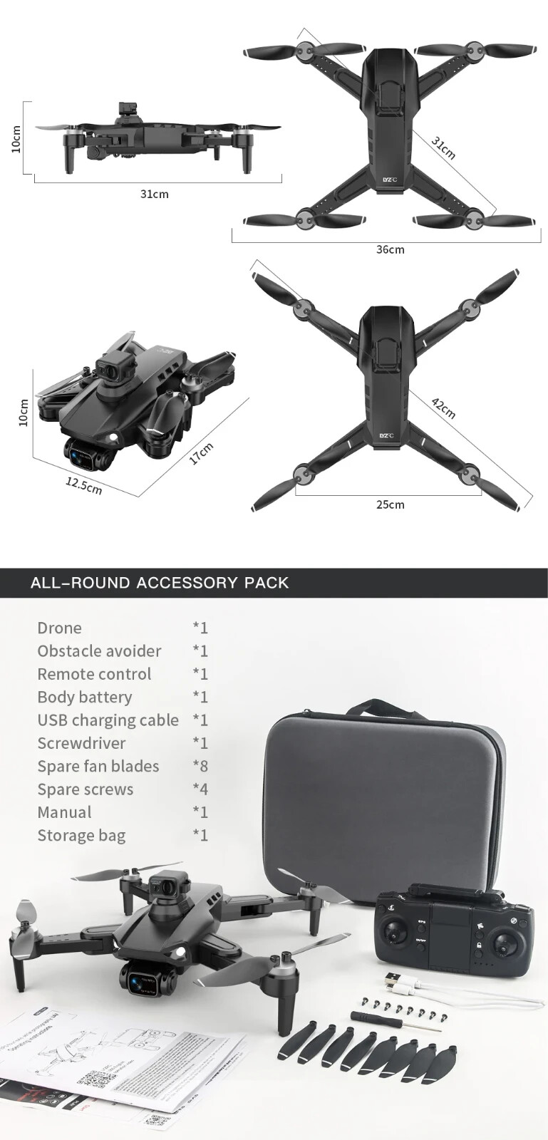 Legal Quadcopter UAV S155 Pro GPS Drone w emb Remote ID RemoteID & w/o ...