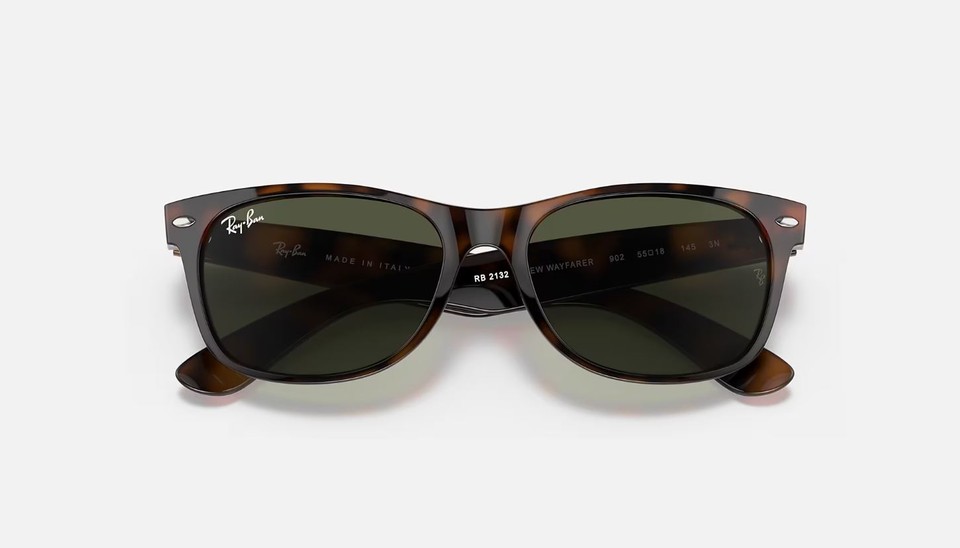 Ray-Ban New Wayfarer Tortoise/Green Classic G-15 55 mm Sunglasses ...