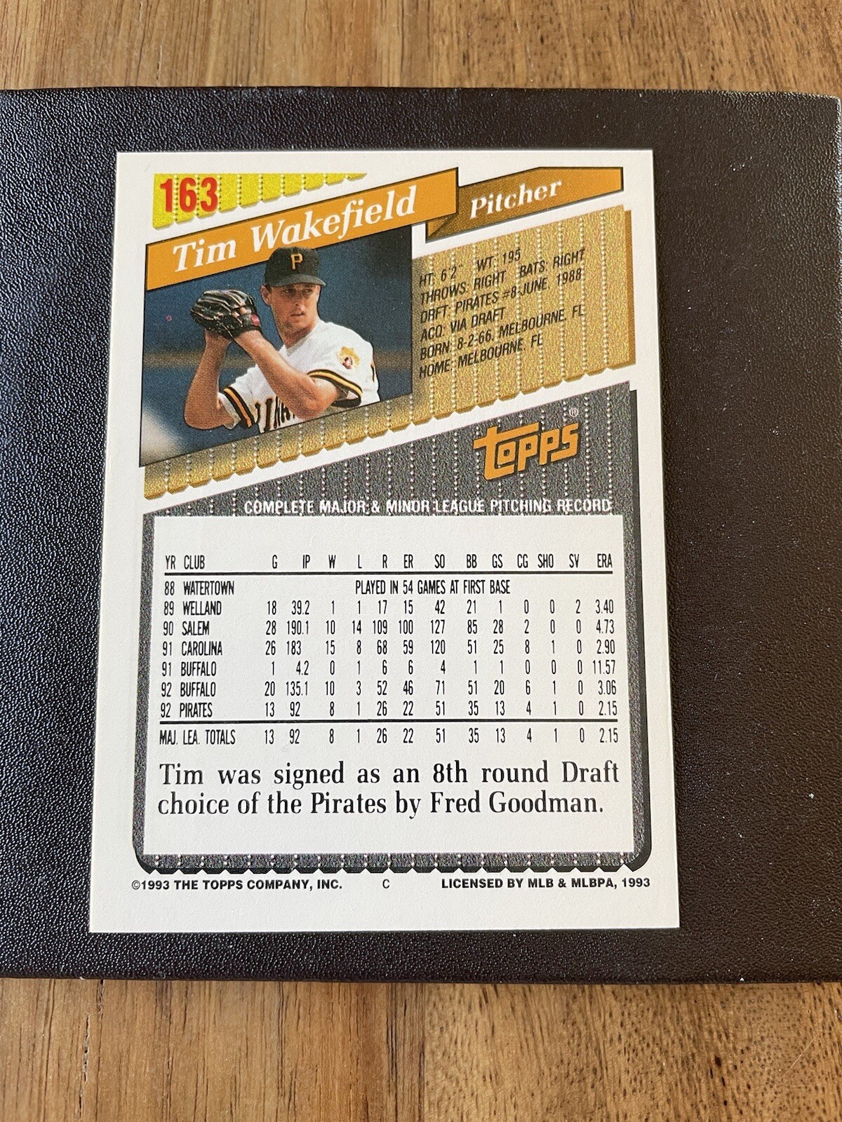 1993 Topps Gold Tim Wakefield Rookie Baseball Card #163 | eBay