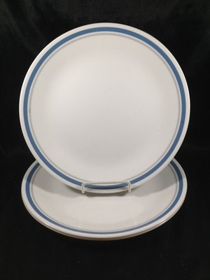 Vintage Corelle Indigo Blue Gray Stripe Dinner Plates Set of 3 CORIND ...