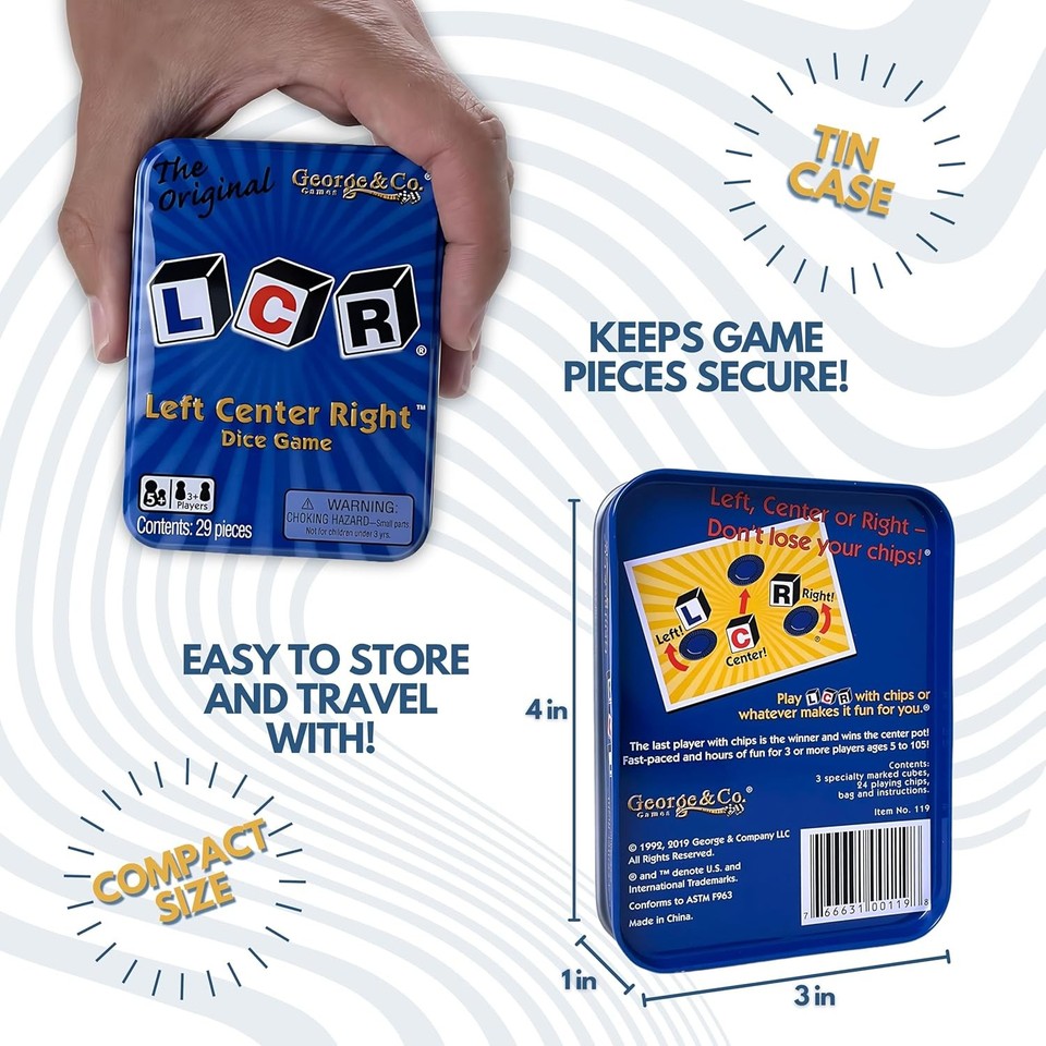 LCR® Left Center Right™ Dice Game - Blue Tin 885958581807| eBay