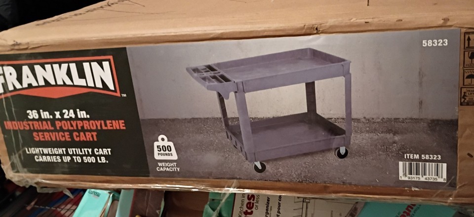 Franklin 36in X 24in Two Shelf Utility Cart With 500lb Capacity | eBay