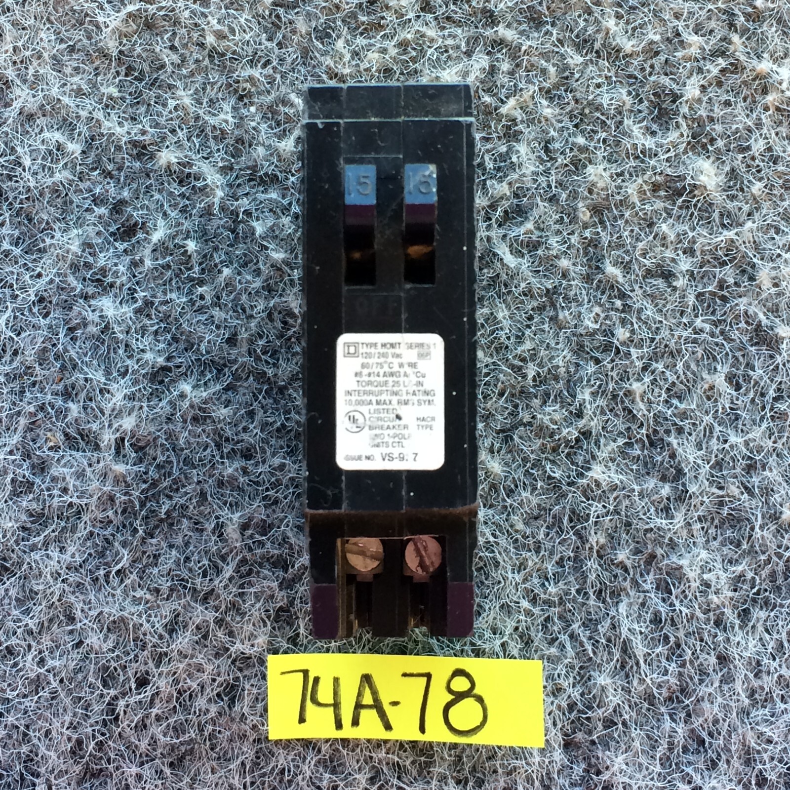 Square D HOMT1515 15-Amp 1-Pole Twin/Tandem Circuit Breaker 15A 1P 120 ...