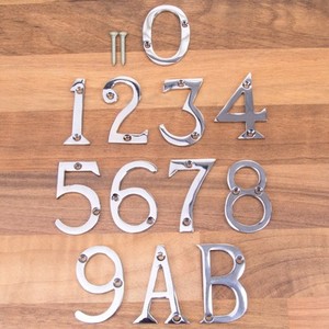 CHROME 50mm/2" DOOR NUMBERS & LETTERS & SCREWS House Numerals Home ...