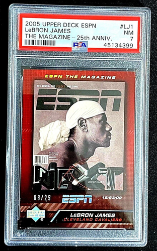 PSA 7 NM 2005 LEBRON JAMES #LJ1 UD SP /25 ESPN THE MAGAZINE 25TH ...