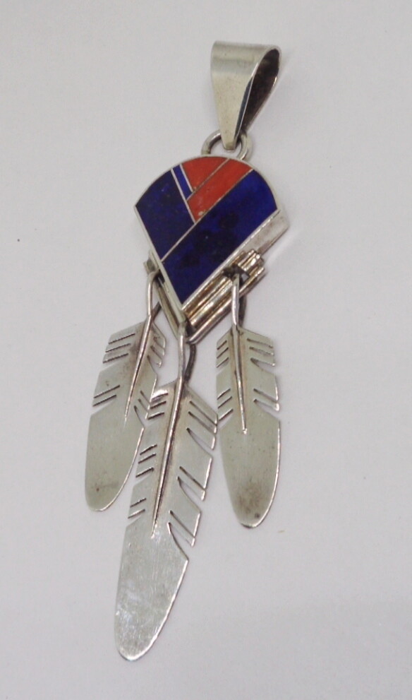 Navajo Ray Tracey Knifewing Sterling Silver Inlay Cor… - Gem