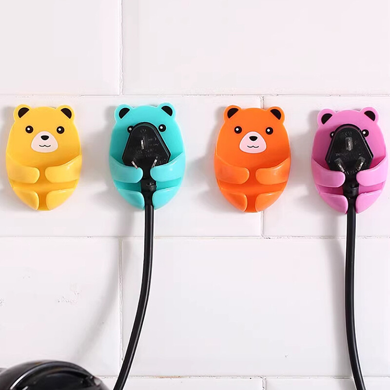 4Pcs Wear-Resistant Bear Plug Bracket Strong Adhesive Hug Bear Hook ...