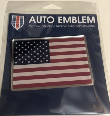 LOT OF 4 WINCRAFT| ADHESIVE|ACRYLIC METALLIC AUTO EMBLEM|AMERICAN FLAG ...