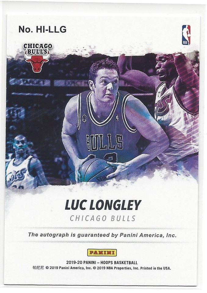 (0068) LUC LONGLEY 2019-20 PANINI NBA HOOPS INK AUTO AUTOGRAPH CHICAGO ...