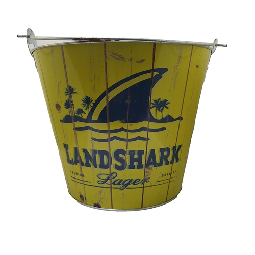 Landshark Lager Metal Ice Bucket Yellow Distressed Look - 7 3/4" high x ...