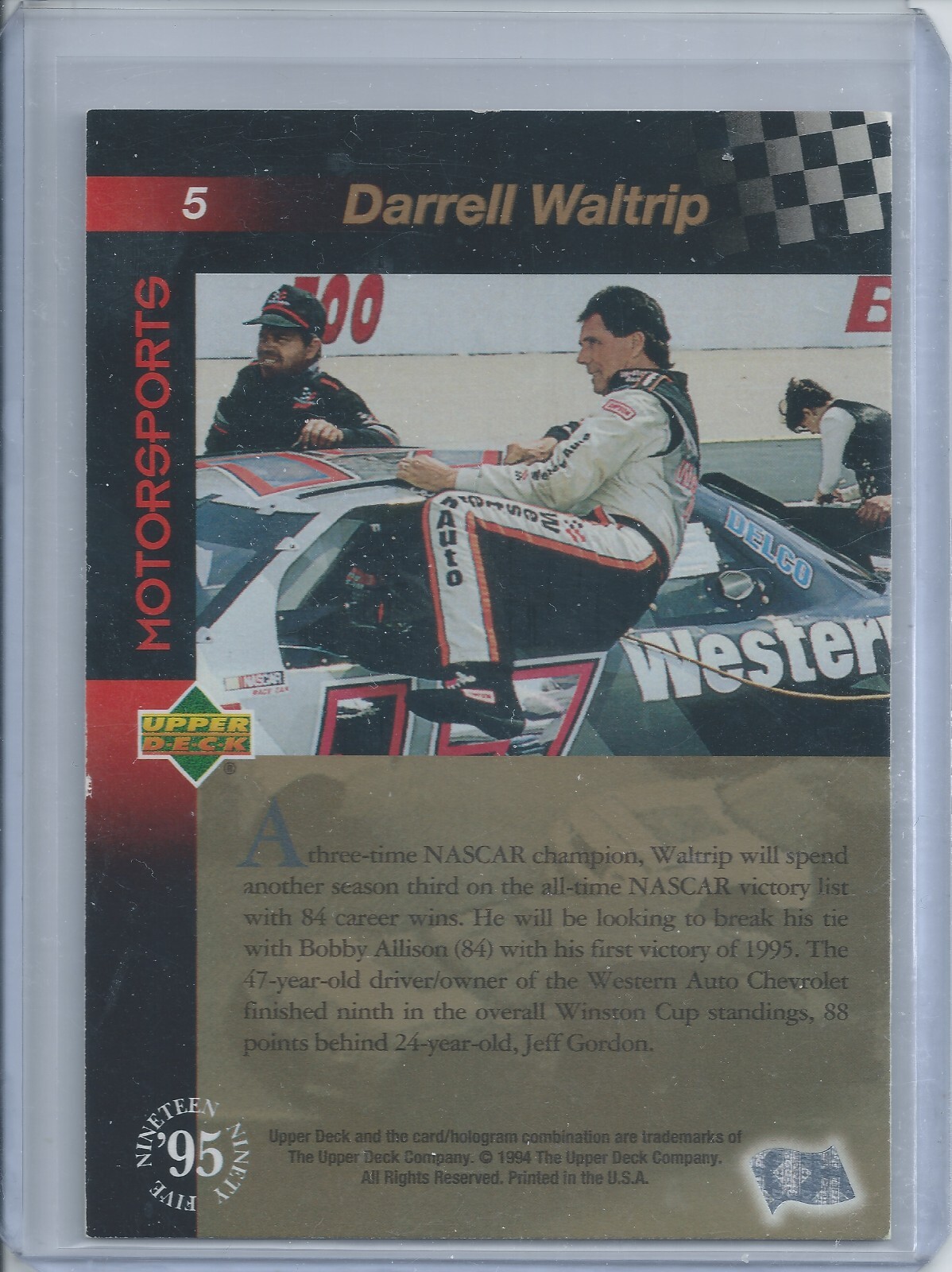 1995 Upper Deck Motorsports Gold Signature # 5 Darrell Waltrip Nascar ...