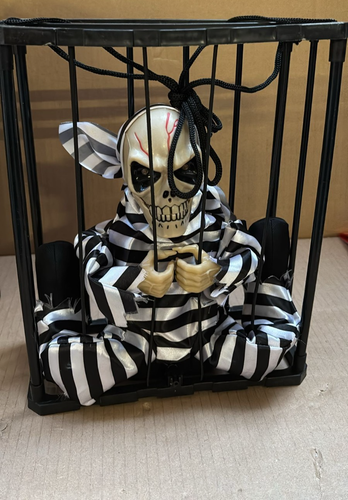 Screaming Skeleton Cage Animated Hanging Decoration for Spooky ...