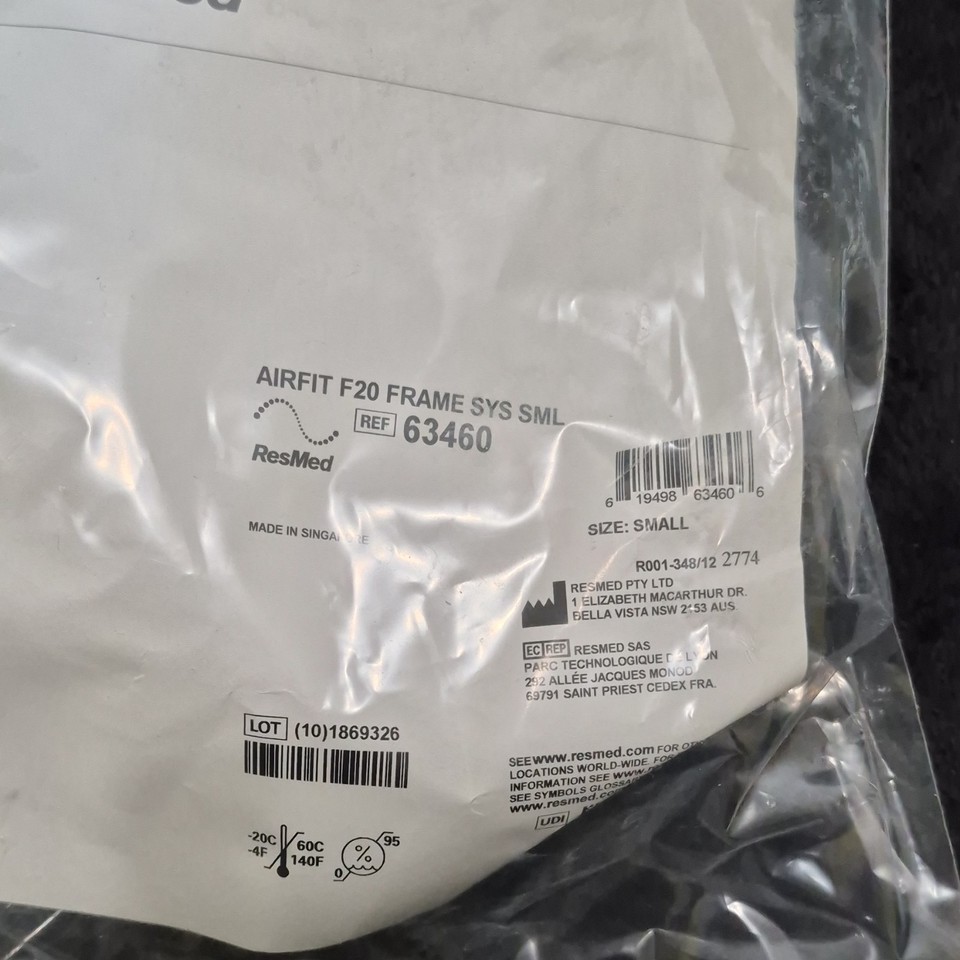 ResMed AirFit F20 Frame System Small Size Model 63460 CPAP Supplies MPN ...