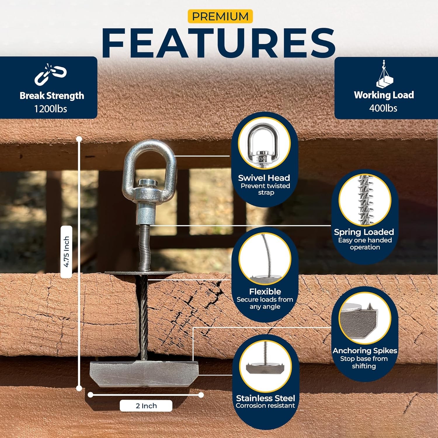 4pcs Trailer, Deck or Dock Anchors for Gap 4-Pack, 316SS - Marine Grade ...