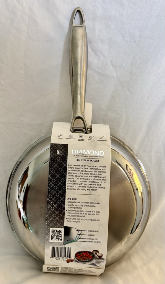 Lexi Home Tri-ply Stainless Steel Diamond Hex-Clad Non Stick 8" Frying ...