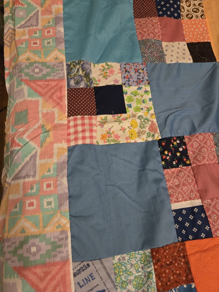 Patchwork Quilt Top Unfinished 76" X 92" Machine Sewn Estate Sale | eBay
