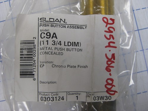 Sloan C9A Push Button Assembly for 9" Wall Depth 11-3/4" Length 0303124 ...