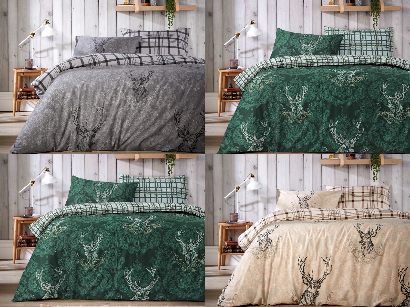 Highland Stag Reversible Duvet Cover Set with Pillow Cases Polycotton ...