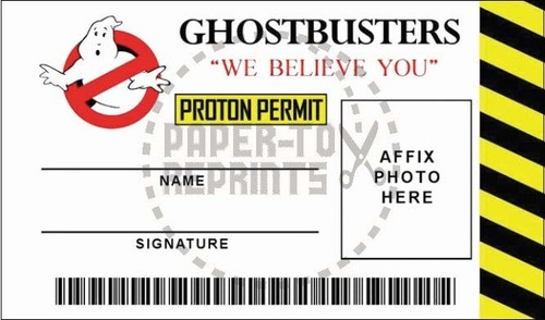 GHOSTBUSTERS IDENTIFICATION CARD - VINTAGE REPRINT | eBay