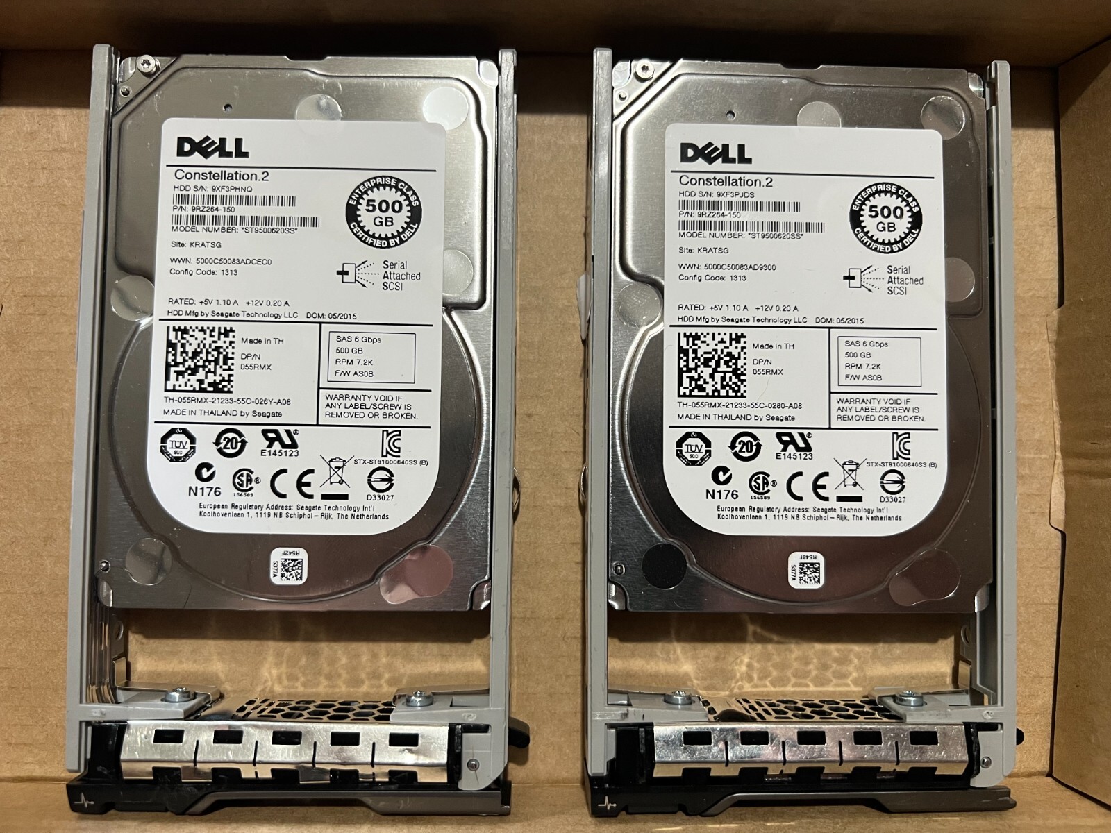 2 x 55RMX Dell 500GB 6G 7.2K 2.5 9RZ264-150 SAS Hard Drive ST9500620SS ...