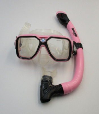 Deep Blue Gear Profile Adult Tempered Glass Mask & Snorkel Combo Pink ...