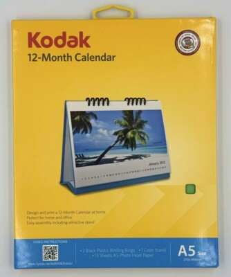 Kodak 12-Month Calendar 210mm x 148mm 13 Sheets A5 Photo Inkjet Paper ...