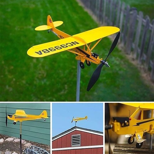 Wind Spinner Roof Garden Decor Plane Weathervane Metal Aircraft 3D ...