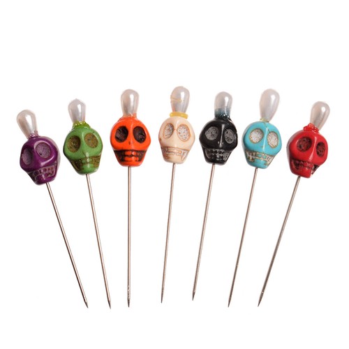 7pcs Skull Head Pattern Pins Evil Voodoo Curse Needles Voodoo Doll ...