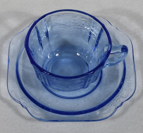 Frderal Glass Madrid Depression Blue Cup & Saucer | eBay