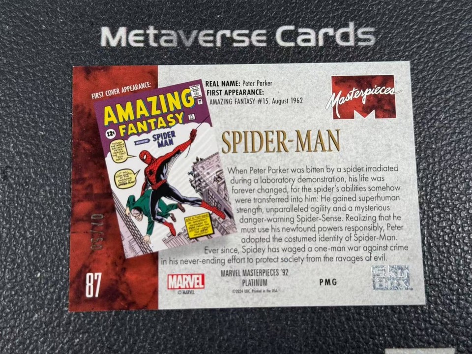 2024 UD Skybox Marvel Masterpieces 92 Blue PMG Spider Man 07/50 SSP | eBay