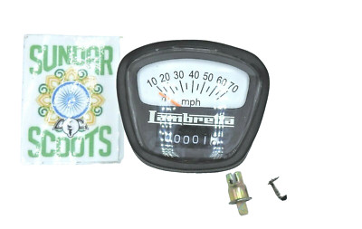 LAMBRETTA. GP / DL METAL CASED SPEEDO. ITALIAN THREADS 70mph INC' BULB ...