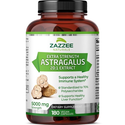 Zazzee Extra Strength Astragalus Root 201 Extract 5000 mg Strength 70% ...