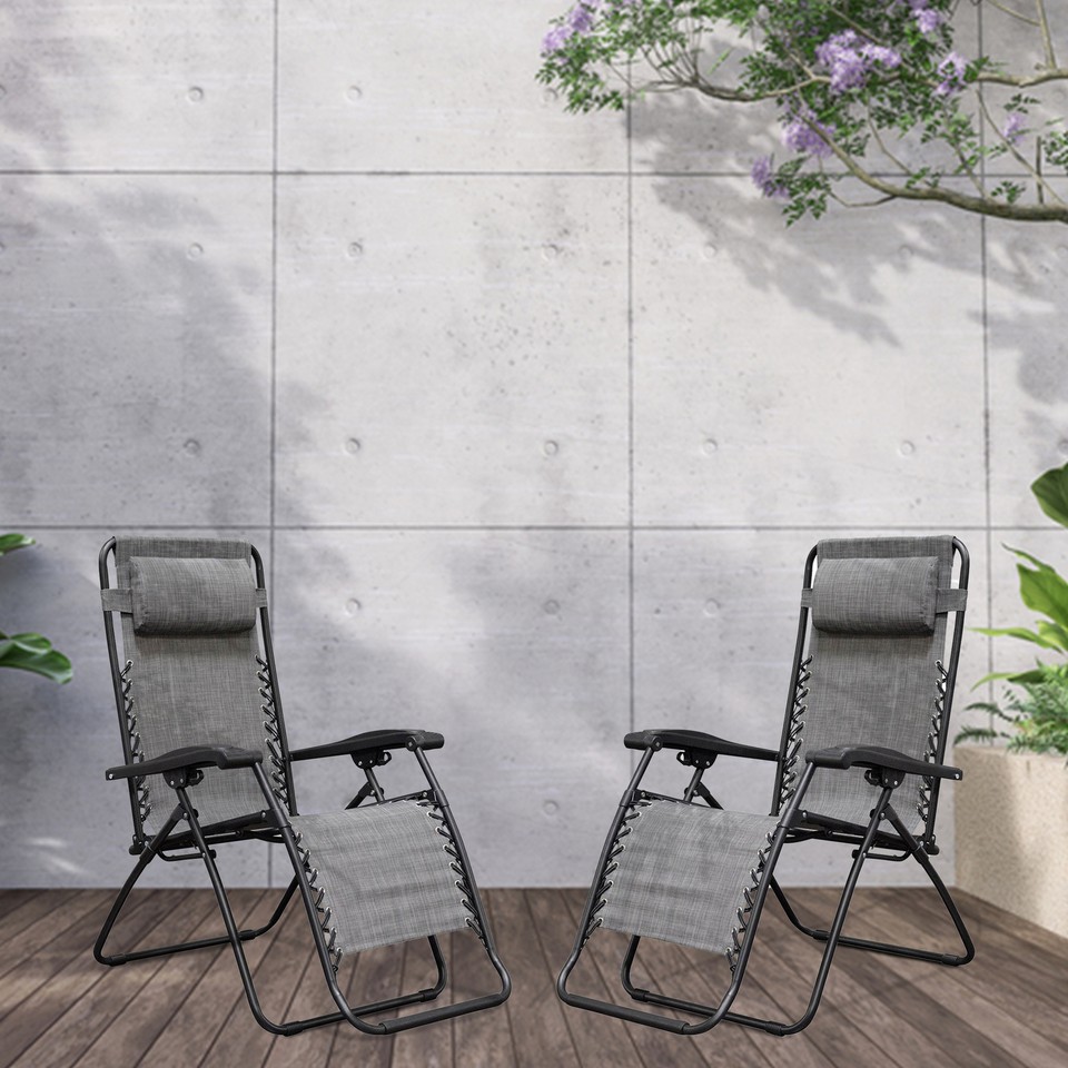 Caravan Canopy Infinity Zero Gravity Steel Frame Patio Deck Chair, Grey ...