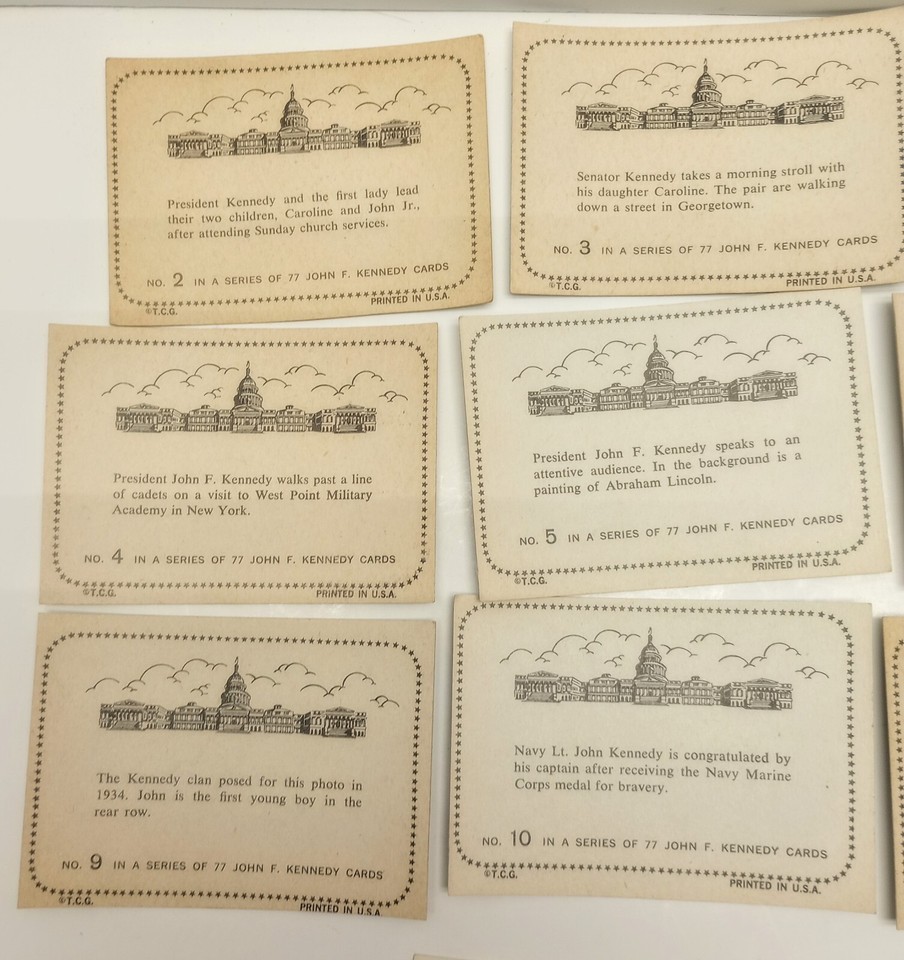 1964 JFK Vintage Topps John F Kennedy Jackie Trading Cards 72 of 77 US ...