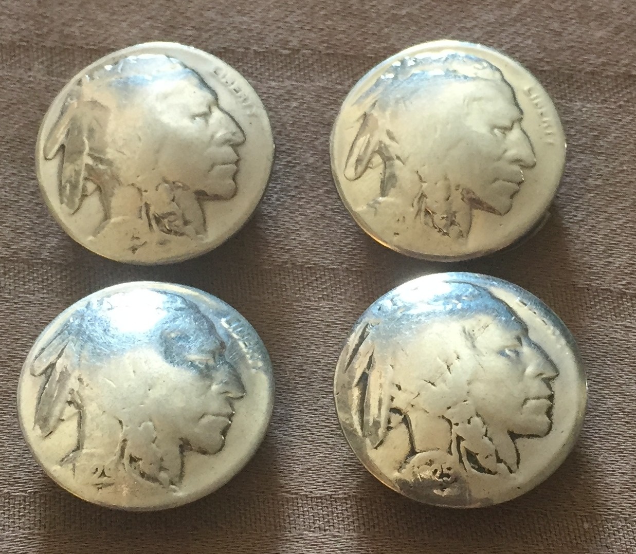 8 Buffalo Nickel Buttons snap over button clasp Back, never used | eBay