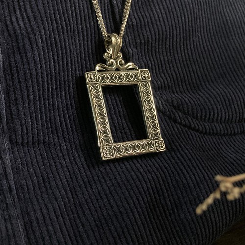 vintage photo frame pendant necklace unisex sterling silver handmade ...