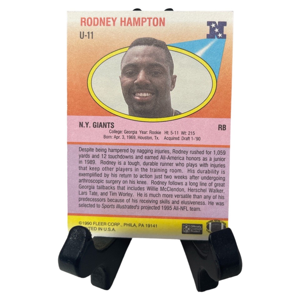1990 Fleer Update Rodney Hampton Rookie Football Card #U-11FREE ...