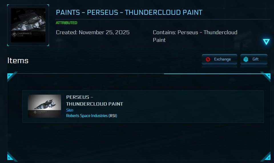 STAR CITIZEN PAINTS - PERSEUS - THUNDERCLOUD LIMITED PAINT / SKIN | eBay