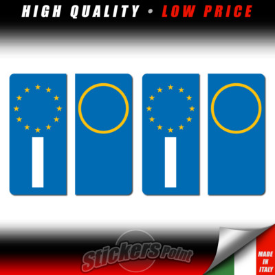 KIT 4 PEZZI ADESIVI TARGA EUROPA PER AUTO STICKERS BMW AUDI FIAT ...