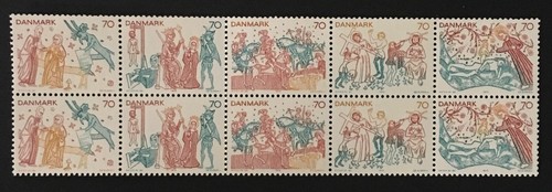 Denmark Scott # 530a (Booklet Pane 2 Each) Topic Frescoes Mint Never ...